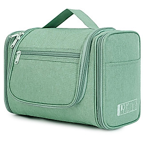 WANDF Large Hanging Toiletry Bag Travel Cosmetic Makeup Organizer Water-Resistant Shower Bathroom Bag for Women and Men (Green)