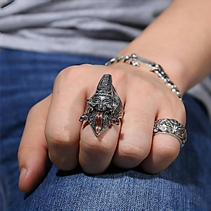 ForFox Gothic 925 Sterling Silver Chinese Ghost Ring Jewelry Black Impermanence Open and Adjustable