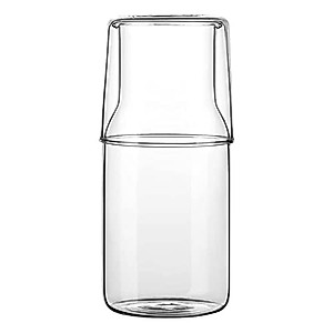 Bedside Carafe Night Water Carafe with Tumbler Glass 2 Piece Water Carafe Set for a Handy Midnight Drink,Heat Resistant Glass,14 oz