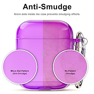 Svanove for Airpods Case Clear (1st/2nd), Transparent Cute Airpods 2nd Gerneration Case Silicone Cover Accessories, Soft TPU Rubber Airpods 1st Case for Women Girl, Neon Purple