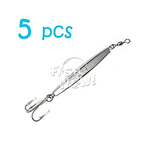 5pcs Fish WOW!® 2oz Diamond Jig Chrome jigs with a Treble Hook