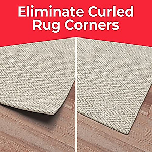 NeverCurl Best V Shape Design Rug Corner Gripper to Instantly Stops Rug Corner Curling - Safe for Wood Floors - For Indoor & Outdoor Rugs - Carpet Tape / Rug Tape - Not An Anti-Slip Pad - Rug Grip