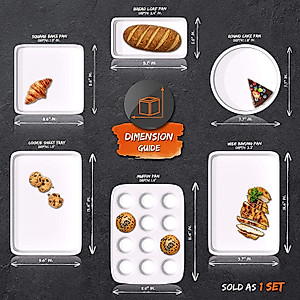 NutriChef Rectangular Ceramic 3 Piece Nonstick Stain Resistant Kitchen Bakeware Pan Set with 6 Piece Stackable Ceramic Baking Pan Sheet Set