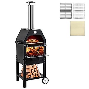 KODOM Outdoor Pizza Oven, Wood Fired Pizza Oven, Large Pizza Oven, Pizza Maker Camping Cooker with 4 Steel Pizza Grills and Pizza Stone for Patio Backyard