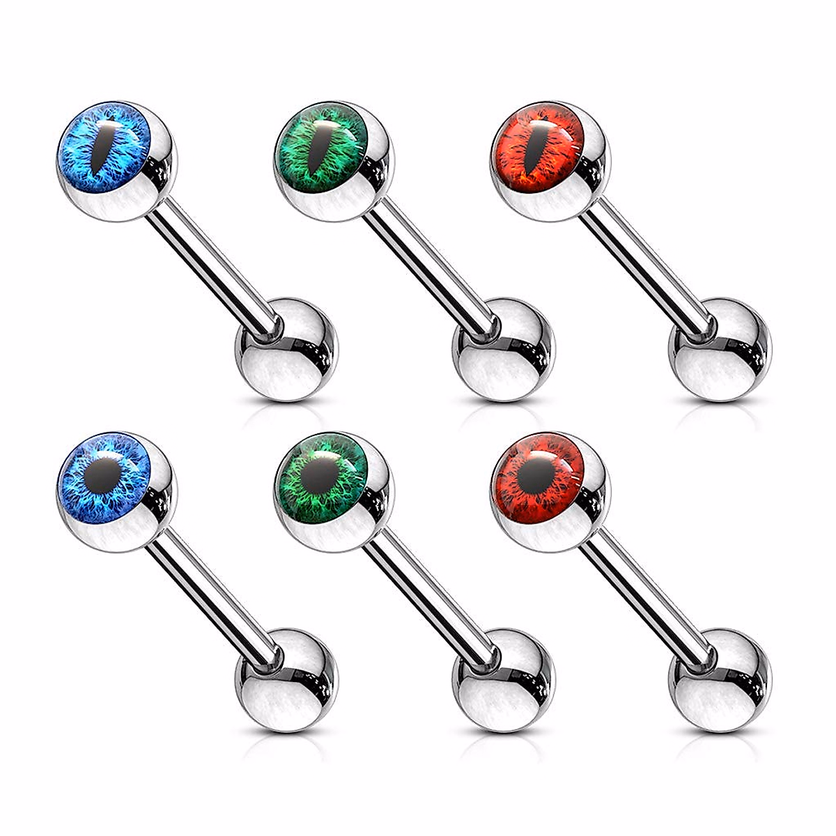 Covet Jewelry Snake Eye Inlaid Ball 316L Surgical Steel Barbells (Red)