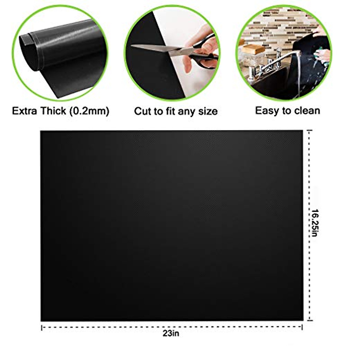 Nonstick Oven Liner for Bottom of Electric,Gas,Toaster & Microwave Ovens -500 Degree Reusable Oven Protector Liner -Extra Thick/Heavy Duty/Easy to Clean Non stick Oven Mat Set (3) By Sunrich