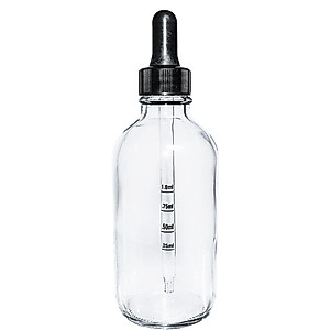 (Pack of 24) 4 oz. Clear Boston Round with Nitrile Rubber Black Graduated Glass Dropper