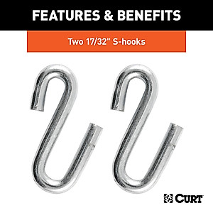 CURT 80301 48-Inch Trailer Safety Chain with 17/32-In S-Hooks, 7,000 lbs Break Strength