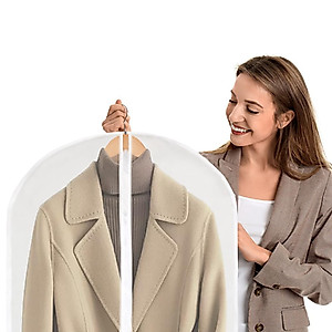 OUPAI Clear Garment Bags For Hanging Clothes, Clothes Covers Protecting Full Zipper Suit Bags PEVA Garment Cover for Closet and Cloth Storage- 24'' x 40'' /６ Pack