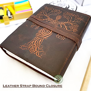 Handmade Leather Journal Tree of Life Mother Earth Embossed Leather Bound Writing Notebook Diary, Best Gift for Travel Diary, Writing Notebook Sketchbook Office Handbook 5 x 7 inches for Men & Women
