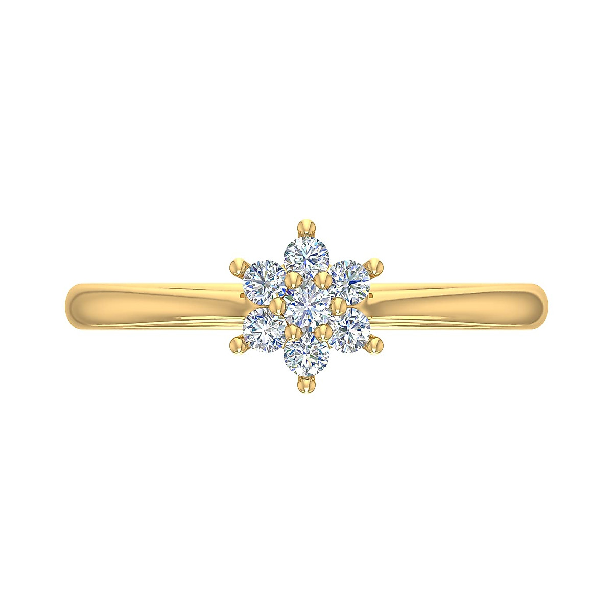 FINEROCK 0.15 Carat Prong Set Diamond Cluster Ring Band in 14K Yellow Gold (Ring Size 6)