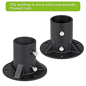 Insaga Chain Link Fence Pole Floor Flange, 2.5" Base Flange, Heavy Solid Fence Post Concrete Mount for Holding The Fence/Mailbox/Flag Round Posts(OD 2-3/8''), Bolts/Side Screws are Included, 1Piece