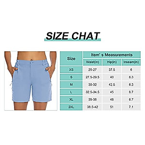 TBMPOY Women's Hiking Cargo Shorts Quick Dry with Pockets Lightweight Work Golf Short Outdoor Active Summer for Women Blue Purple L