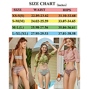 FINETOO Cotton Underwear for Women Bikini Panties High Cut Colorful Stripes Sexy Ladies Hipster Cheeky Panty 9 Pack S-XL