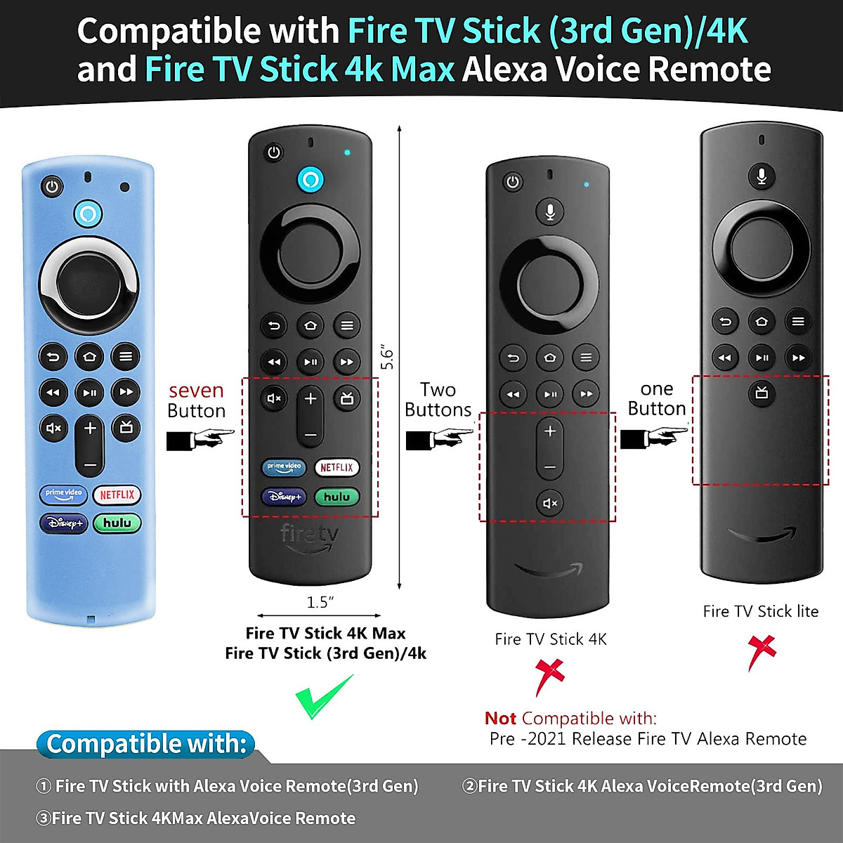 Zazolyne [3 Pack] Remote Cover Compatible with 3rd Gen 4k/4k Max Glowing Cover Remote Case Upgrade Silicone