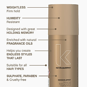 KEVIN.MURPHY SESSION.SPRAY - Strong Hold Finishing Hair Spray - For All Hair Types - Long Lasting Hold - Humidity Resistant Hair Care - 100 mL / 3.4 fl oz