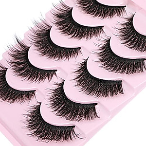 False Lashes Wispy Fox Eyelashes Natural Look Strip Cat Eye Lashes 16mm Fake lashes Fluffy Angel Lashes Pack 5 Pairs Black