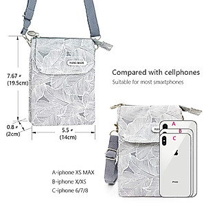 Roomy Cell Phone Purse Wallet Canvas Small Crossbody Purse Bags with Shoulder Strap For Women teen girlsl (A-gray)