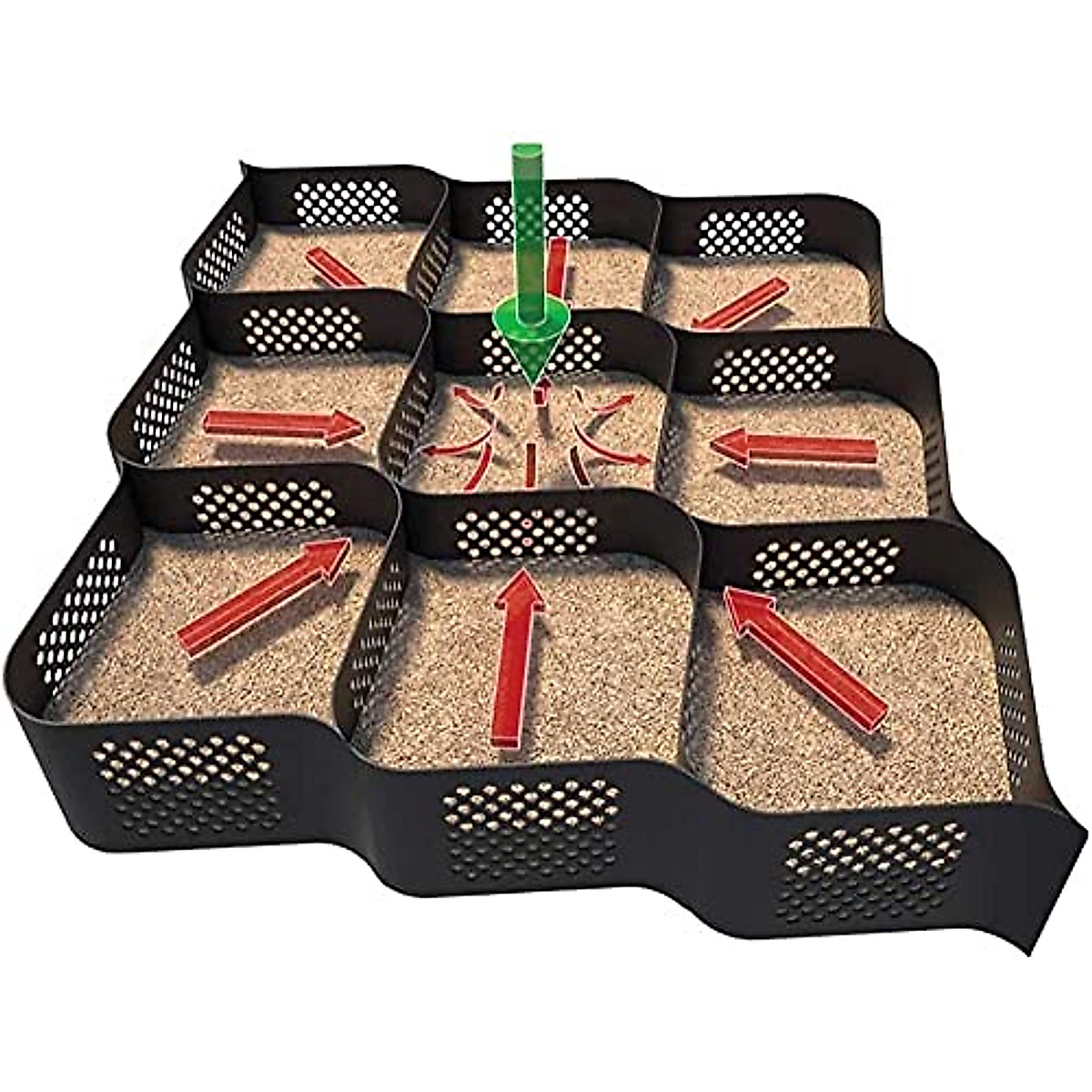 tonchean Geo Grid, 9.8x16.4 ft Ground Grid, 4 Inch Thick Geo Cell Grid, 1800 LBS Per Sq Strength Gravel Ground Grid for Slope Driveways, Garden