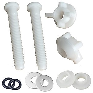 2 Pack Universal White Plastic Toilet Seat Screws Replacement, Toilet Seat Hinges Bolts and Nuts For Top Mount Toilet lid Fastener Parts Kit