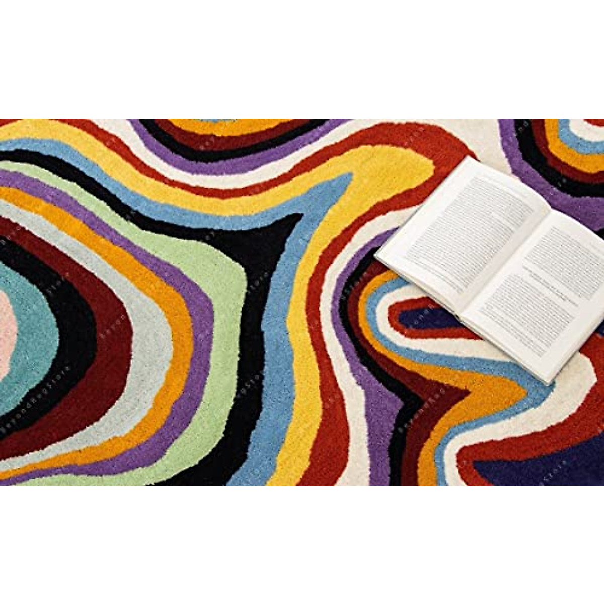 Naz Carpet Beyond Rug Irregular Shaped Throw Illusion Pattern Hand-Tufted 100% Wool Handmade Area Rug (Color Multi, 7x7 Feet)