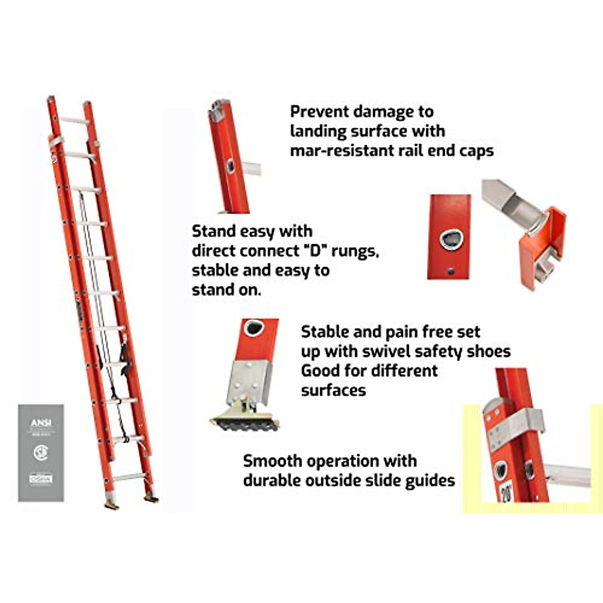Louisville Ladder FE3232 Fiberlass Step Ladder 300-Pound Duty Rating, 32 Feet, Orange