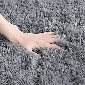 AROGAN Luxury Soft Shaggy Rugs Carpets, 3x5 Feet Bedroom Rug Indoor Plush Area Rugs for Living Room, Grey Fluffy Rug for Kids Girls Playroom Dorm Room, Shag Plush Rug for Teen Boys Room Nursery Decor
