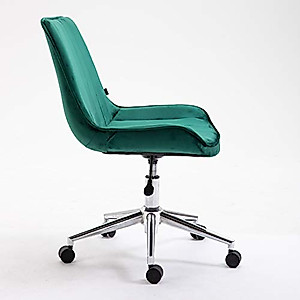 Cherry Tree Furniture Cala Pine Green Colour Velvet Fabric Desk Chair Swivel Chair with Chrome Base