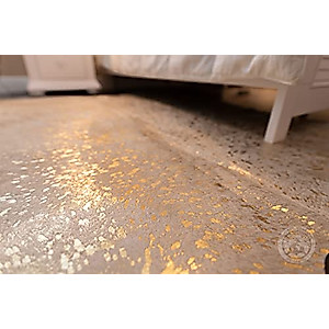 Genuine Metallic Gold on Off White Cowhide Rug 6 x 8 ft. 180 x 240 cm