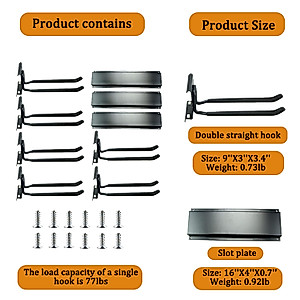 foriy Garage Clamping Garden Tool organizer Tool Storage Rack with 6 Hooks Wall Mount Tool Storage Hook Heavy Duty Garden Tool Hanger Rack for Ski Gears, Chair, Broom, Mop, Rake Shovel Yard Tools