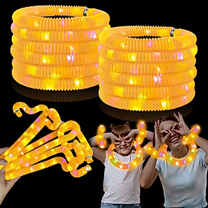 Light Up Glow Necklaces Bracelets Thanksgiving Party Favors Gifts Accessories for Toddlers,12 PCS Orange Glow Sticks Pop Tubes for kids,Glow New Year Eve Birthday Camping Party Decoration for Boy Girl