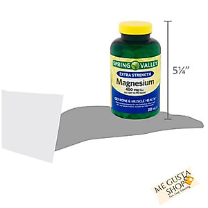 Spring Valley Essential Mineral Extra Strength Magnesium Tablets Dietary Supplement Nutritional Boost Gluten Free 400 mg, 250 Count Includes Asstd Collor Pill Organizer Me Gustas Sticker