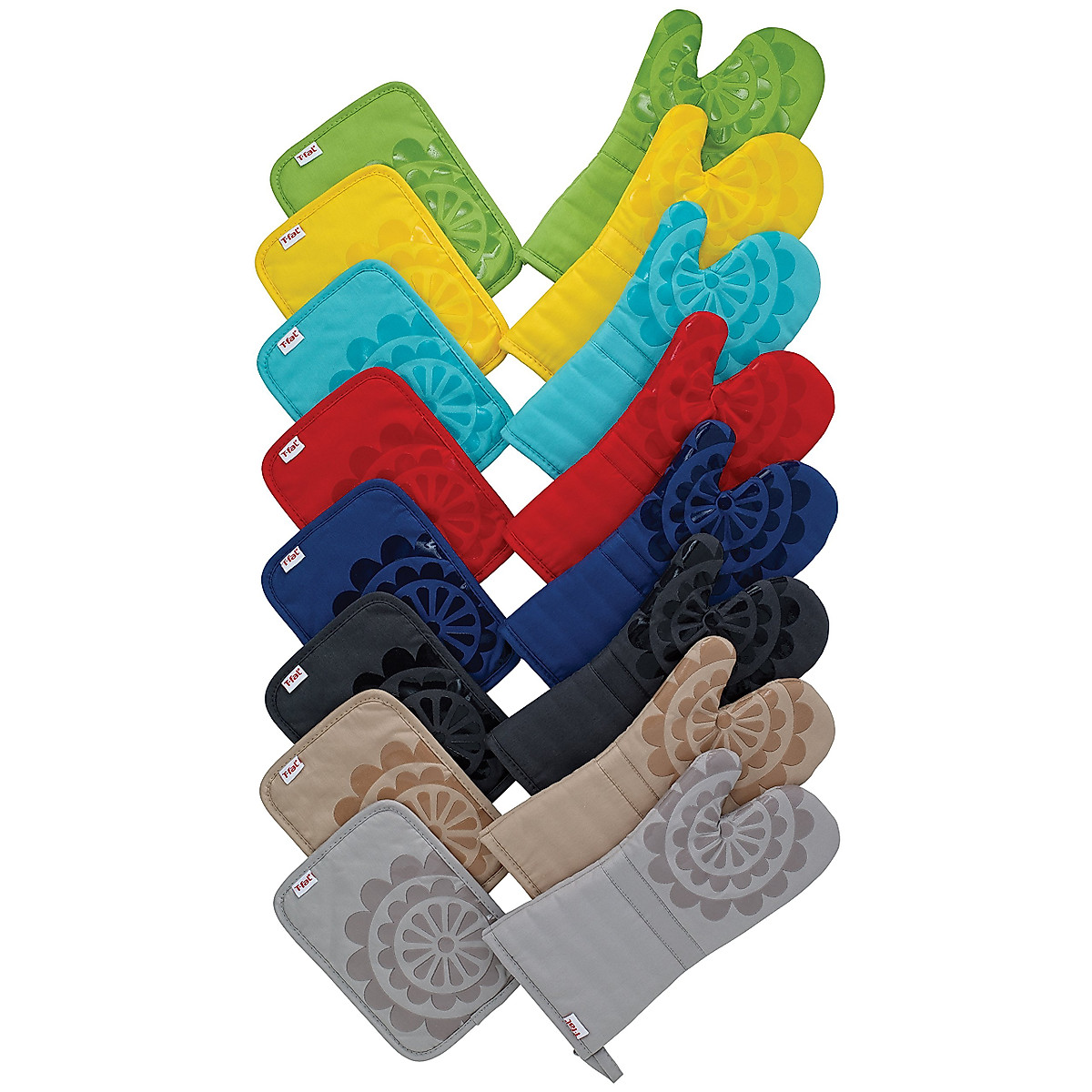 T-fal Textiles 30948 Medallion Design 100-Percent Cotton Silicone Pot Holder, Red, Individual