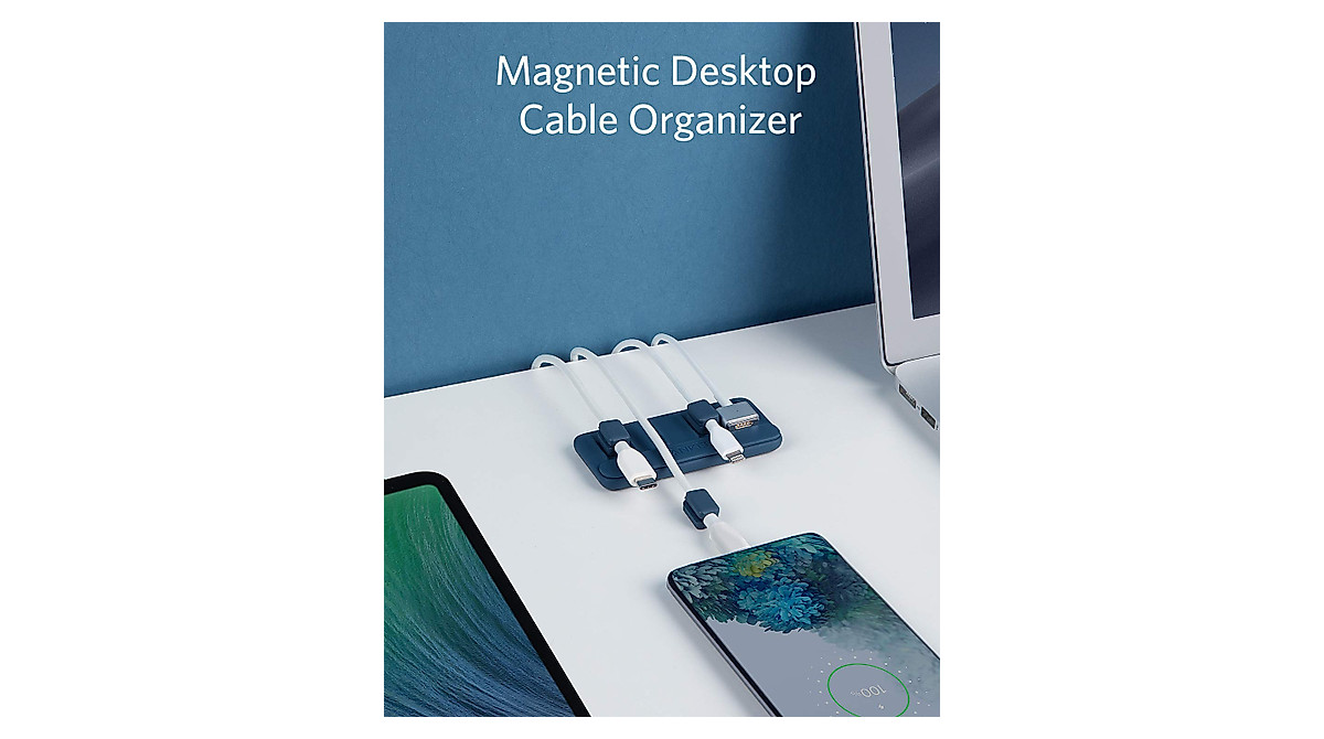 Anker Nylon-Braided USB-C Cable & Magnetic Cable Holders - 6 ft, Blue
