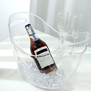 Efavormart Clear 7 Liter Plastic Ice & Drinks Bucket, Party Beverage Cooler Storage Tub with Handles