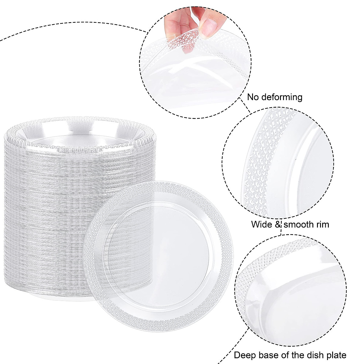 Breroa 600 Pieces Clear Plastic Plates 6 Inch Disposable Round Dessert Plates Heavy Duty Appetizer Dinner Party Plates for Events Buffet Wedding Baby Shower Graduation Birthday Party Supplies