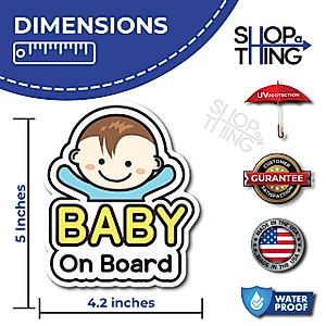 Shop A Thing Baby on Board Sticker - Decal Stickers for Car - Cute Baby Boy On Board Sticker (7x5Inches) ST -010