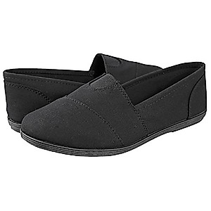 Soda Flat Women Shoes Linen Canvas Slip On Loafers Memory Foam Gel Insoles OBJI-S (All Black, Numeric_11)