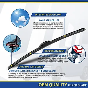 3 wipers Replacement for 2017 2018 2019 2020 2021 2022 Honda CRV CR-V, Windshield Wiper Blades Original Equipment Replacement - 26"+17"+12" (Set of 3) U/J HOOK