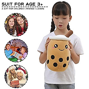 MMguai 14 inch Cute Big Boba Tea Plush Soft Hugging Pillow,Large Brown Pearl Milk Tea Stuffed Animals Toy for Girls Boys Birthday,Christmas