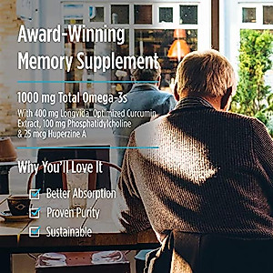 Nordic Naturals Omega Memory with Curcumin, Lemon - 60 Soft Gels - 1000 mg Omega-3 + 400 mg Optimized Curcumin - Memory, Cognition - Contains Phosphatidylcholine & Huperzine A - Non-GMO - 30 Servings