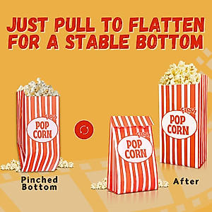 EBEGEE Popcorn Bags, Greaseproof Popcorn Bags Individual Servings, 100 Pcs Convenient Portions Movie Night Supplies, Versatile Popcorn Containers, Ideal for Parties and Events