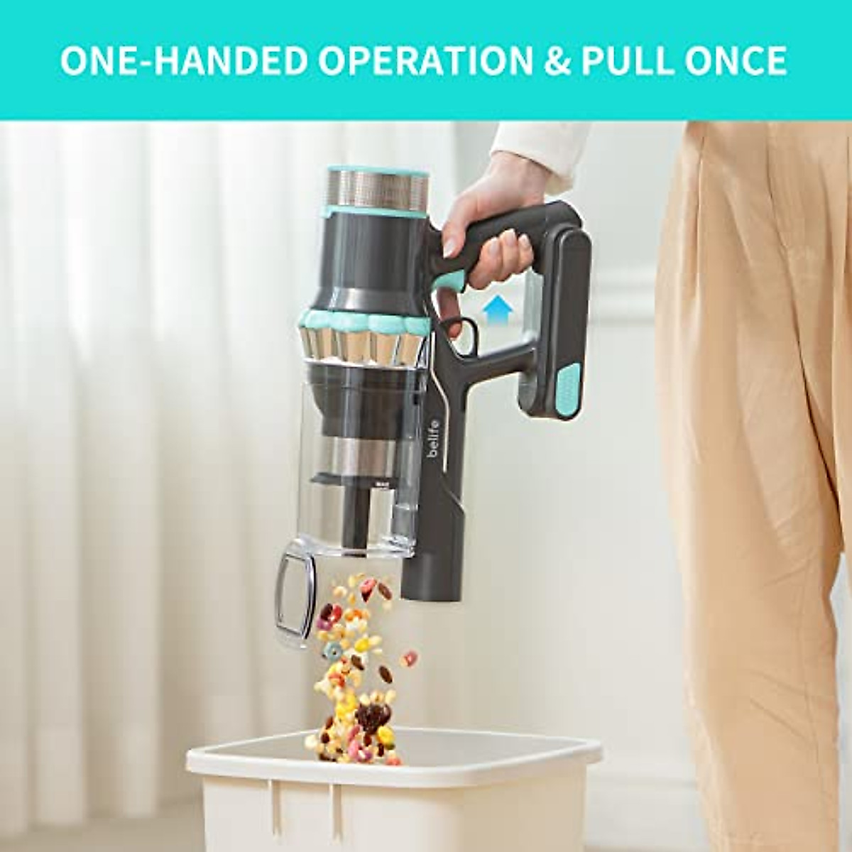 Belife Cordless Vacuum Cleaner, 2 Battery Stick Vacuum with Max 80mins Runtime, 25Kpa Powerful Suction, LED Display, Lightweight Handheld Vacuum for Hard Floor Carpet Car Pet Hair