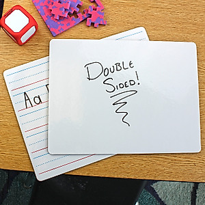 Flipside Two-Sided Red and Blue Ruled Dry Erase Board, 12 x 9, Ruled White Front/Unruled White Back, 12/Pack