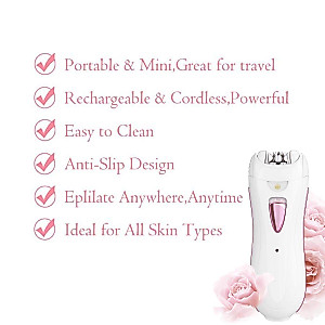 Epilator for Women Facial Hair Removal Face Arm Leg Body Cordless Rechargeable Tweezers Smooth Glide Epilator for Women
