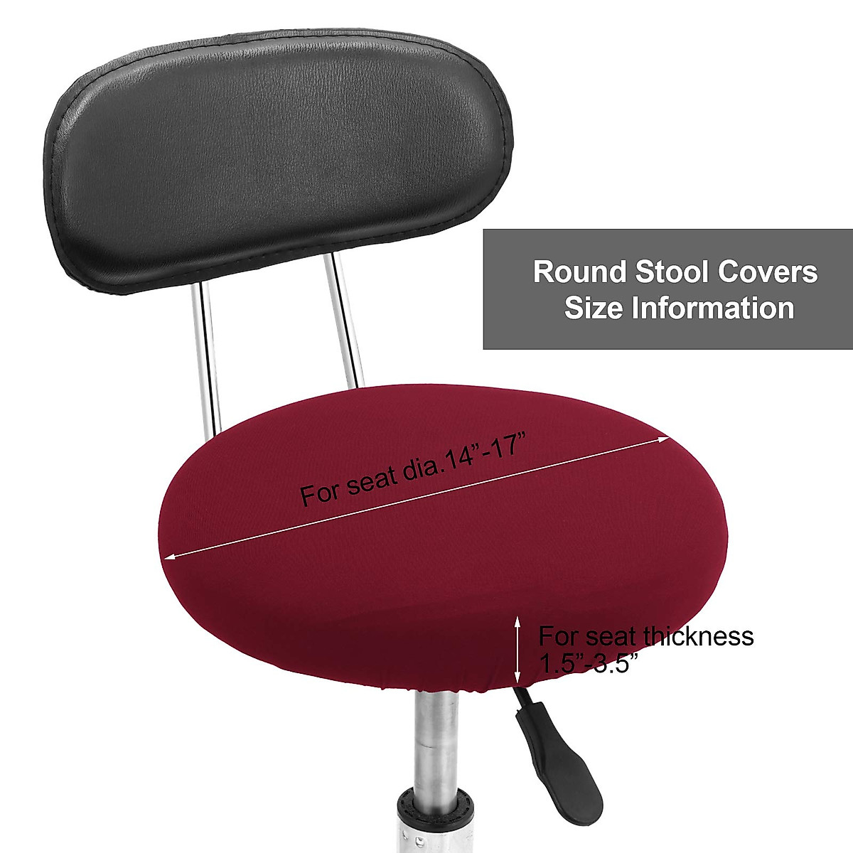 Tatuo Round Bar Stool Seat Covers Washable Stool Cushion Slipcover Elastic Bar Chair Covers for 14-17 Inch Chair (Red, 4 Pieces)