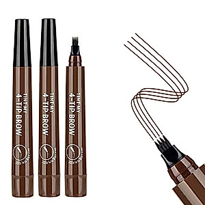 3PCS Dark Brown Eyebrow Pen - Waterproof Microblading Eyebrow Pen,Long Lasting,Easily Create Natural Eyebrow Makeup