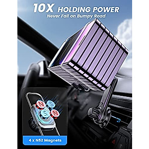 eSamcore Magnetic Phone Holder for Car – [Supporting Bar] Magnetic Phone Mount for Car Vent with [360° Rotatable Arm] Powerful Phone Magnet Compatible with iPhone Samsung Cell Phone