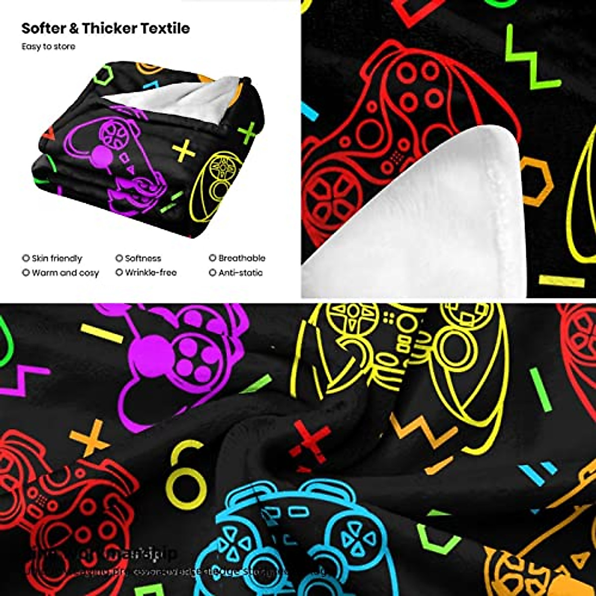 Gaming Blanket Gamer Gamepad Blankets Ultra Soft Flannel Throw Blanket Decor Bedding for Kids Boys Teen Men Adults 50"x40"