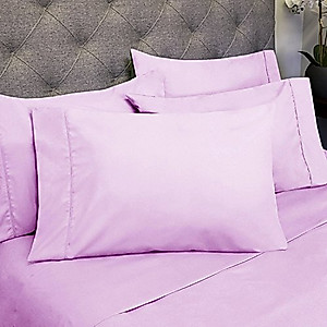Queen Sheets Lilac - 6 Piece 1500 Supreme Collection Fine Brushed Microfiber Deep Pocket Queen Sheet Set Bedding - 2 Extra Pillow Cases, Great Value, Queen, Lilac